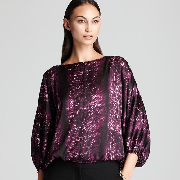 Vince Camuto | Tops | Vince Camuto Ladylike Peasant Sleeve Plum Fur ...